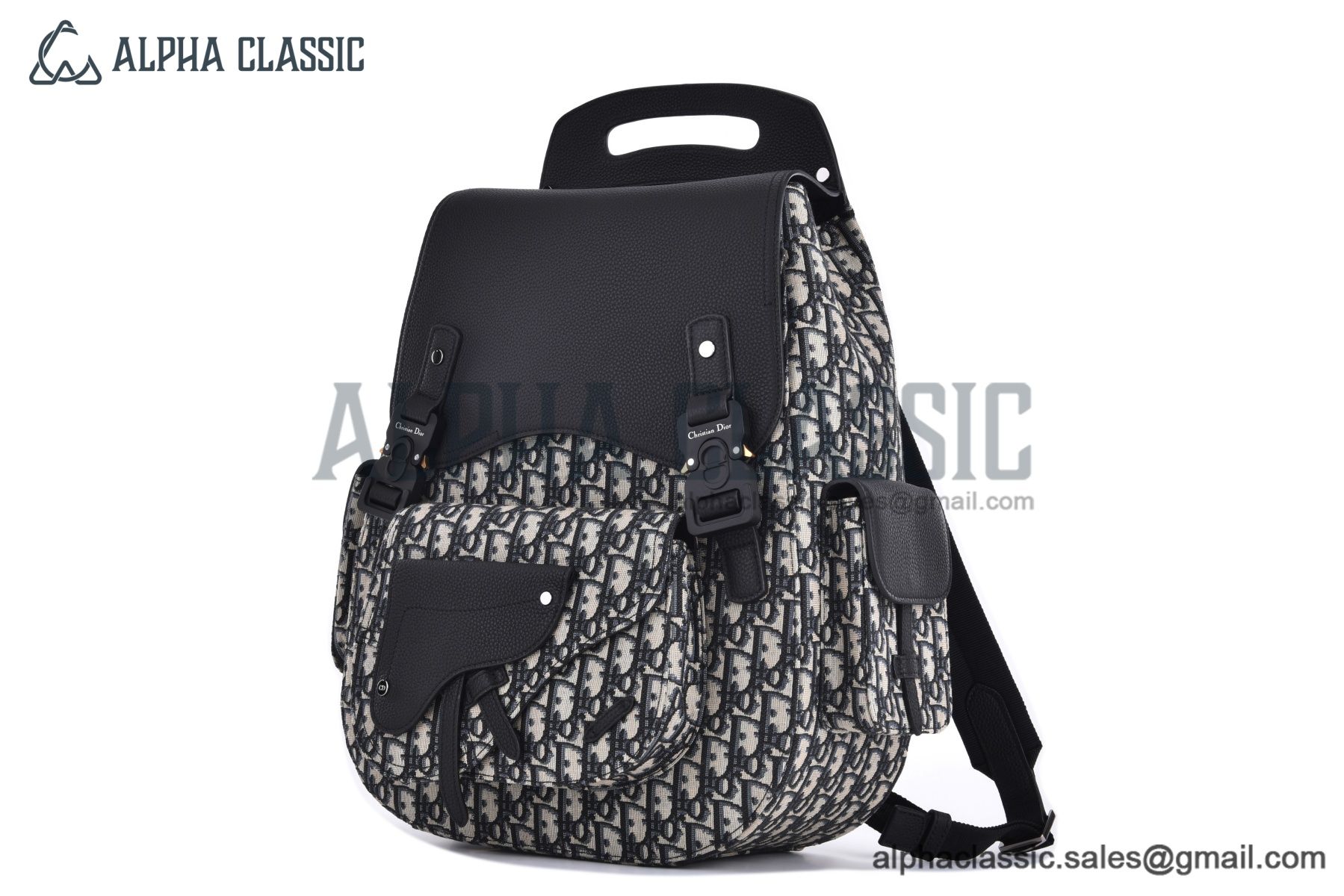 Dior Gallop Backpack Beige & Black Oblique Jacquard with Black Grained ...